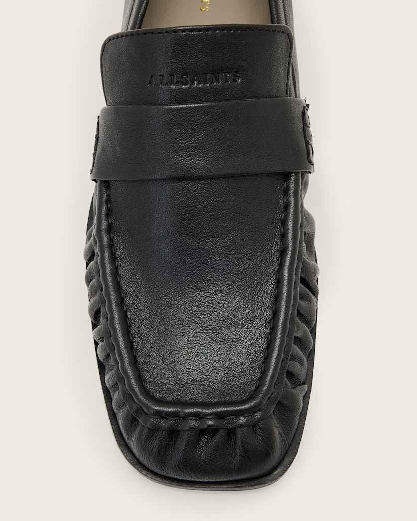 Julie Studded Leather Loafers Black | ALLSAINTS
